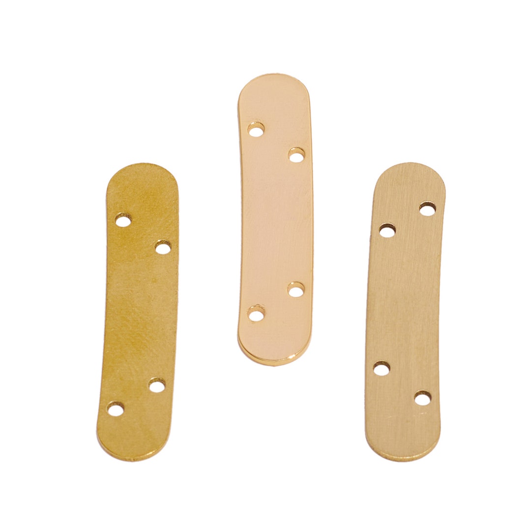 Rectangle Lasercut Connector, Raw Brass Oval Rectangle Strip 4 Holes ...