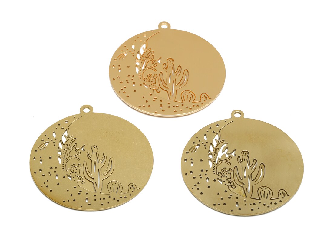 Round Desert Cactus Lasercut Earring, Abstract Desert Landscape Plant ...