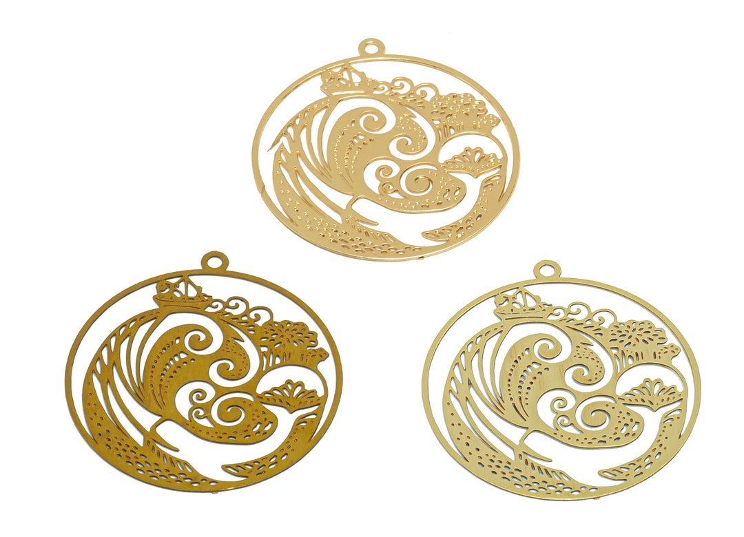 6pcs Raw Brass Pattern Earring, Round Waves Earring Charm, 18K Gold ...