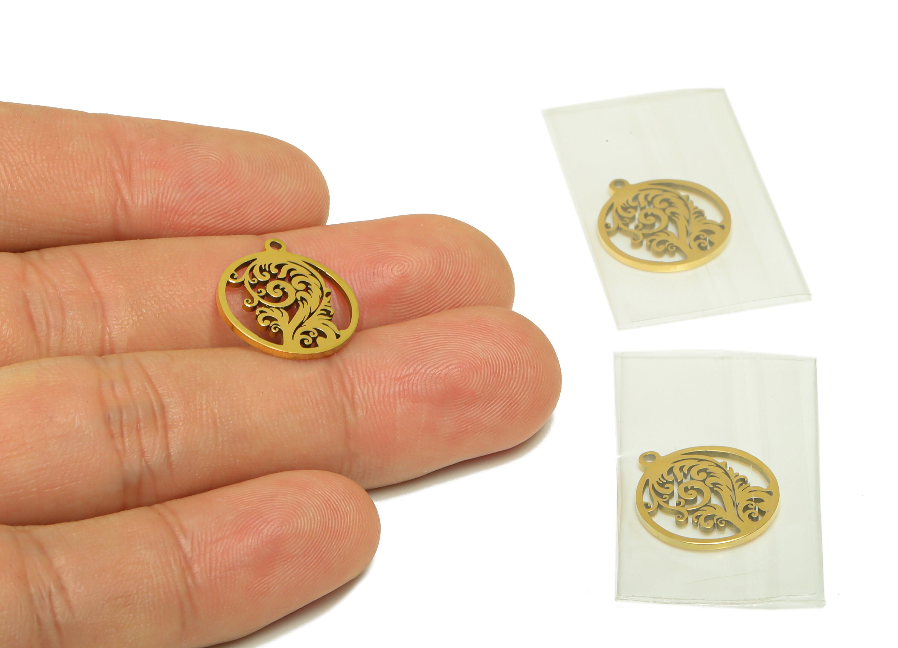 Fairy Tale Tree Charm, Stainless Steel, Round Tree Earring Charms ...