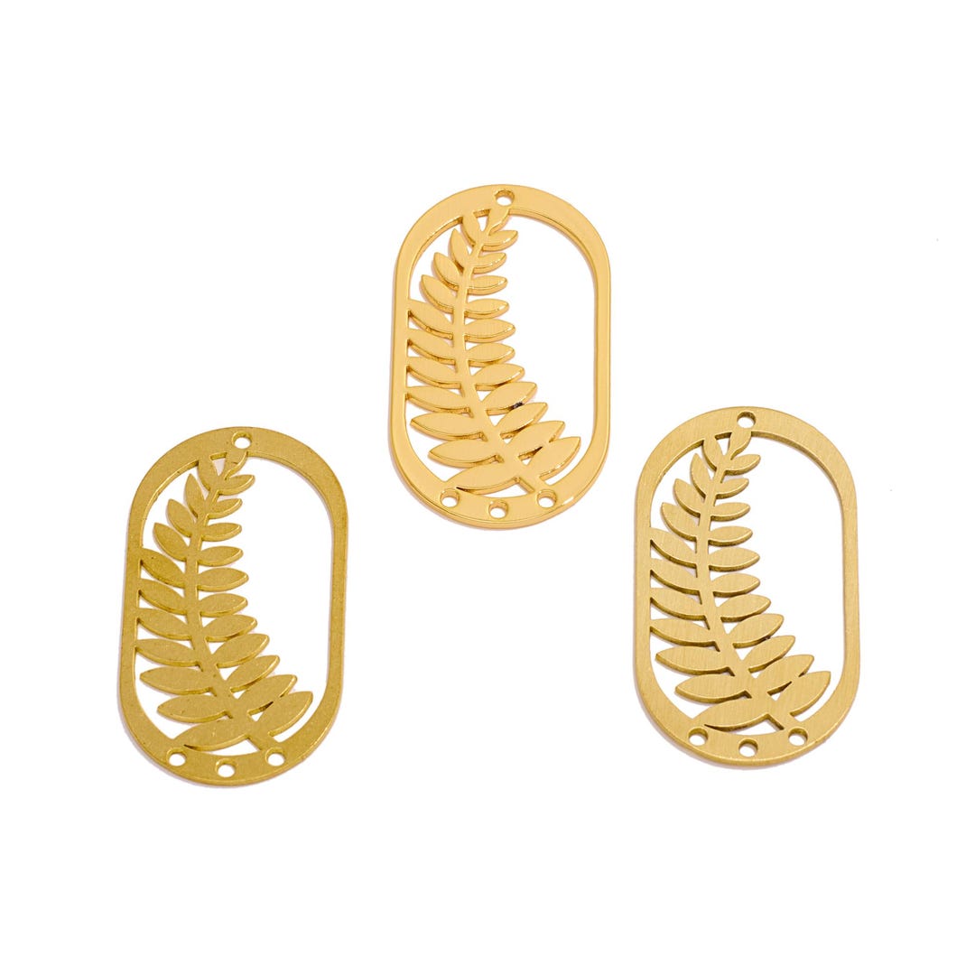 Oval Rectangle Lasercut Connector, Raw Brass Branch Geometric 4 Holes ...
