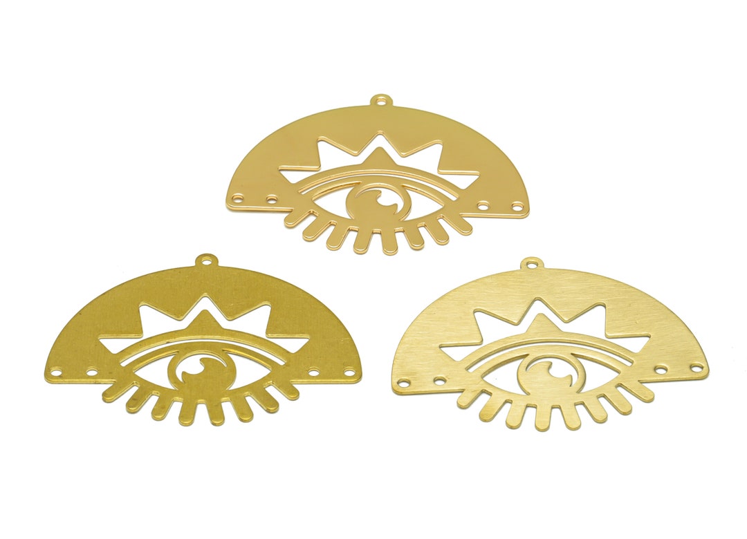 Eye Laser Cut Connectors, Abstract Half Moon Connector, Raw Brass ...