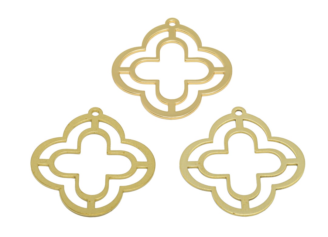 Four Leaf Clover Laser Cut Charm, Hollow Botanical Charm, Handmade ...