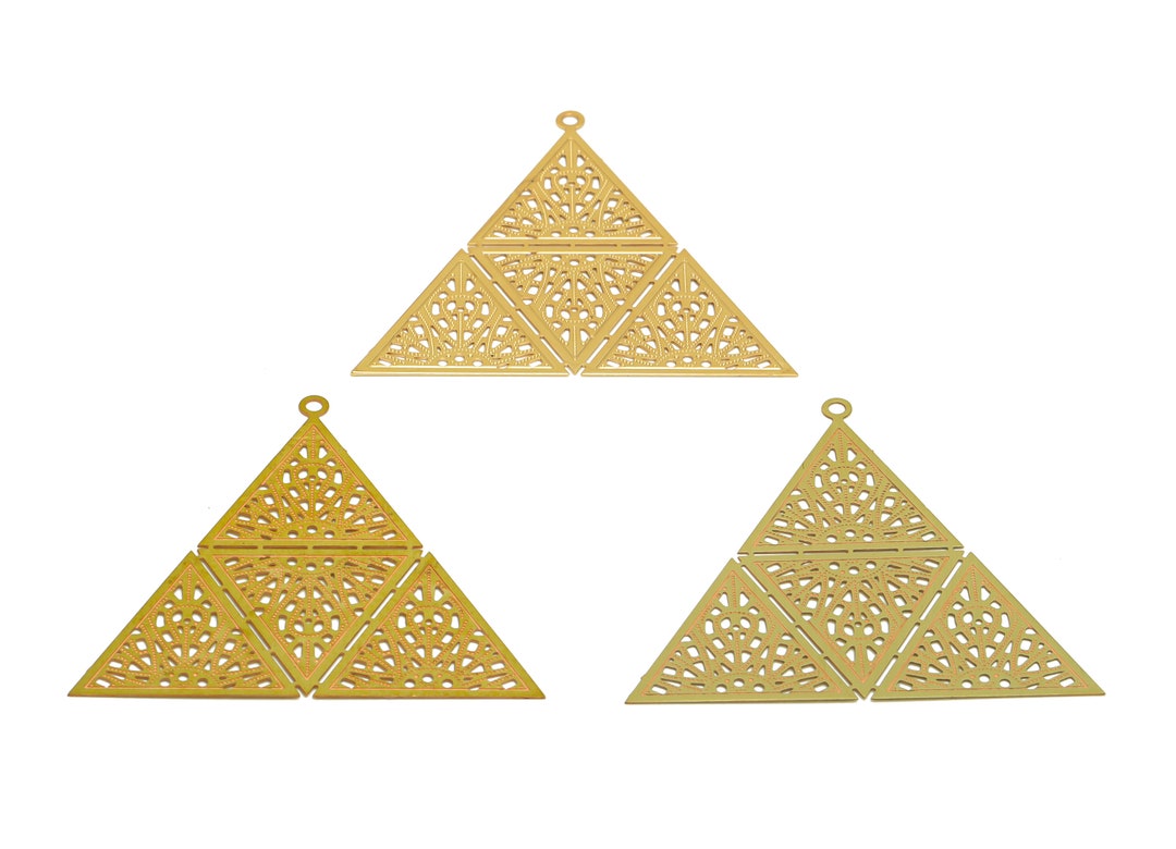 Triangle Laser Cut Earring Charm, Raw Brass Pyramid Charm, Abstract ...