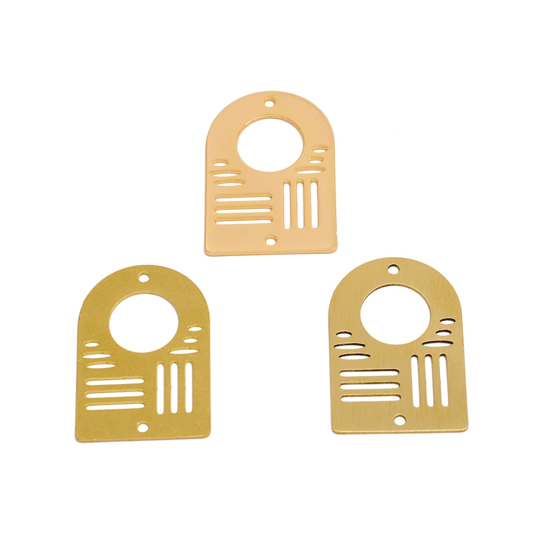 Domed Lasercut Connectors, Raw Brass Round Hollow Line Geometric ...