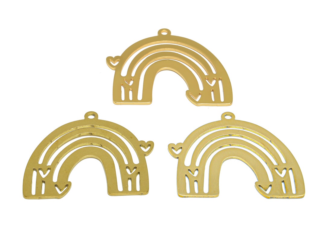 Rainbow Laser Cut Earring, Gold Wire Arc Cutout Charm, Handmade ...