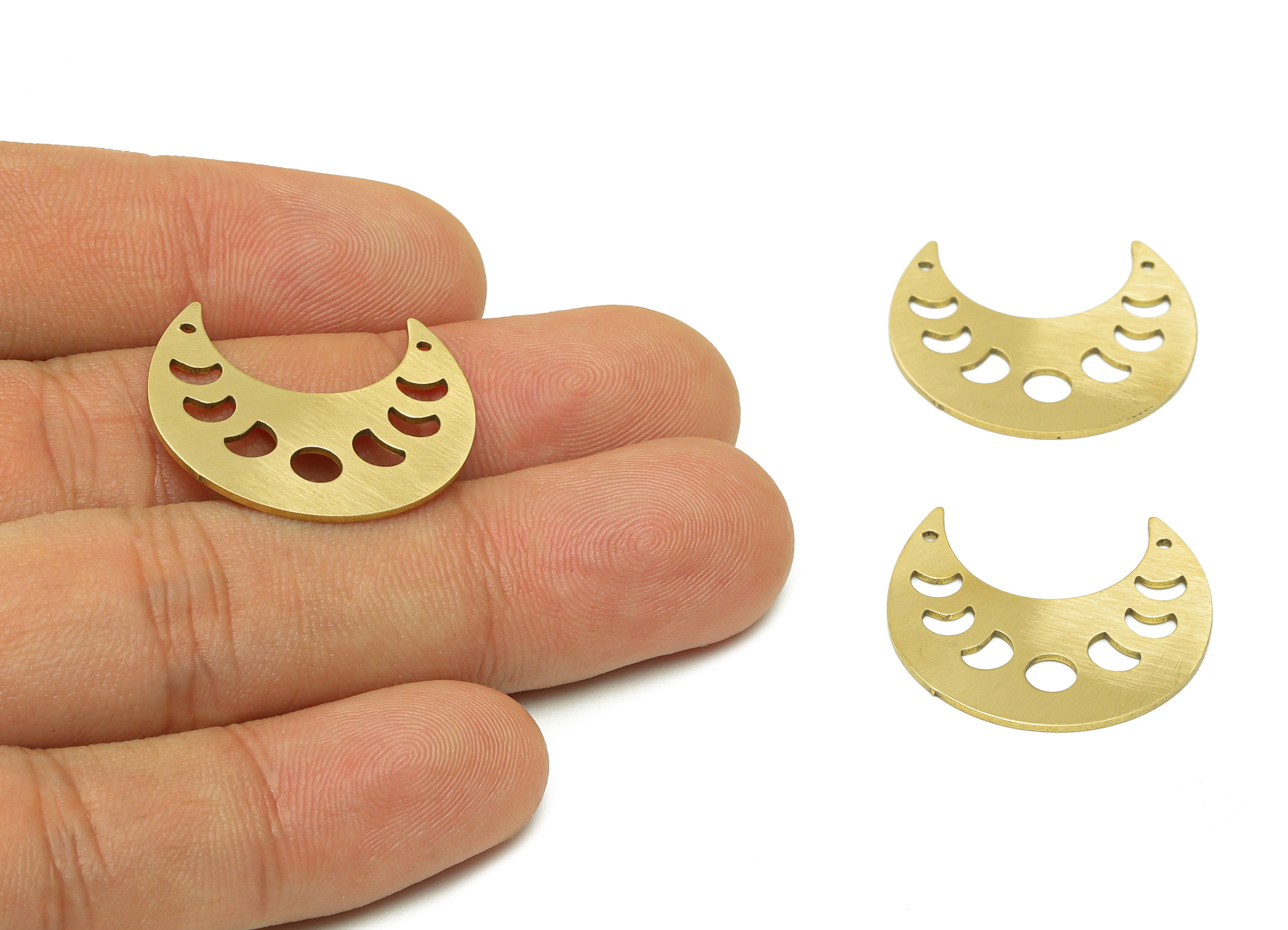 Crescent Laser Cut Connectors, Phases of the Moon Connector, Raw Brass ...
