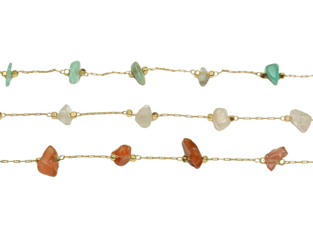 Crystal Satellite Cable Chain, Rose Quartz Satellite Chain, Amazonite ...