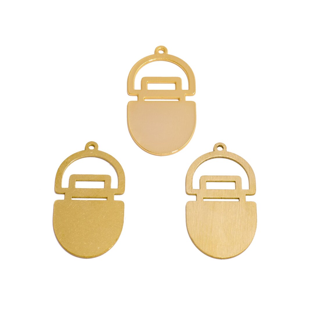 Geometric Laser Cut Charms, Cutout Geometric Pattern Oval Earring, Raw ...