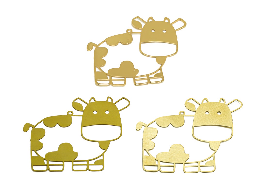 0.3mm Cow Laser Cut Earring Charm, Gold Wire Cartoon Cow Charm ...