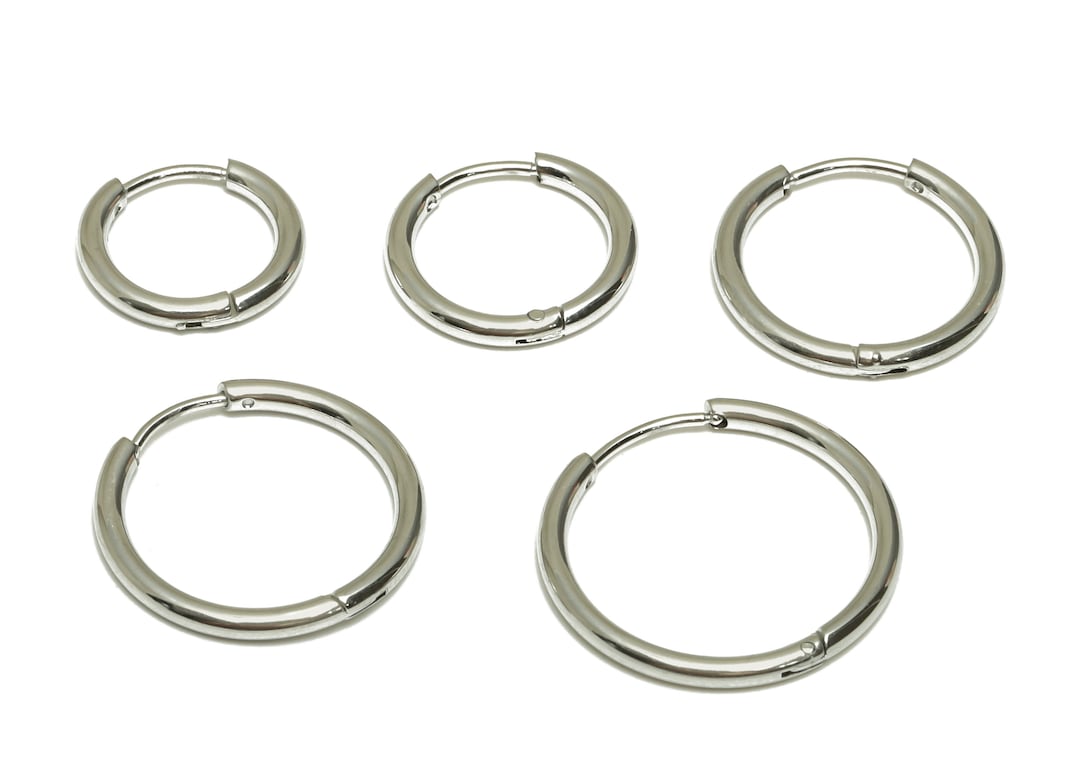 Steel Round Hoop Earring, Steel Earring Hoop, Circle Huggie Earring ...