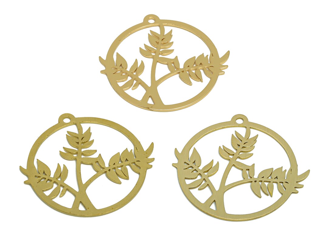 Rowan Laser Cut Charms, Round Botanical Branch Earring Charms, Handmade ...