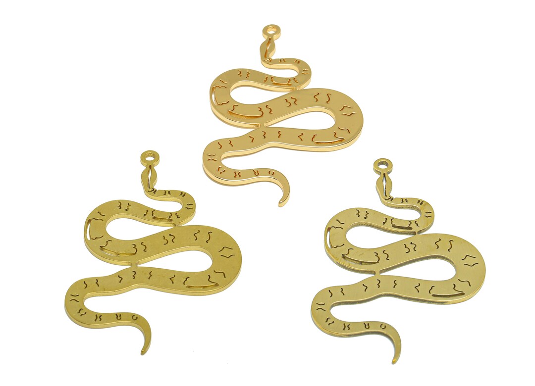 Snake Laser Cut Charm, Textured Flat Snake Earrings, Handmade Polishing ...