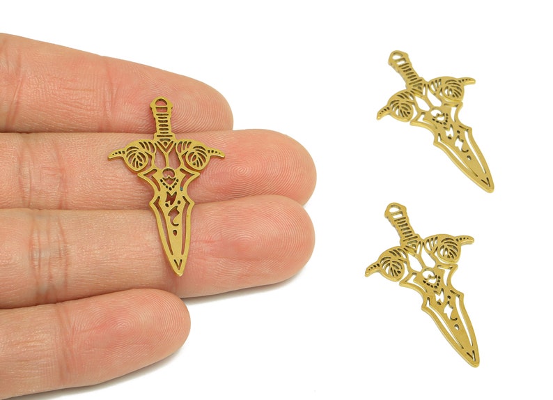2pcs Raw Brass Sword Charm, Textured Sword Pendant, Brass Knife Charm ...