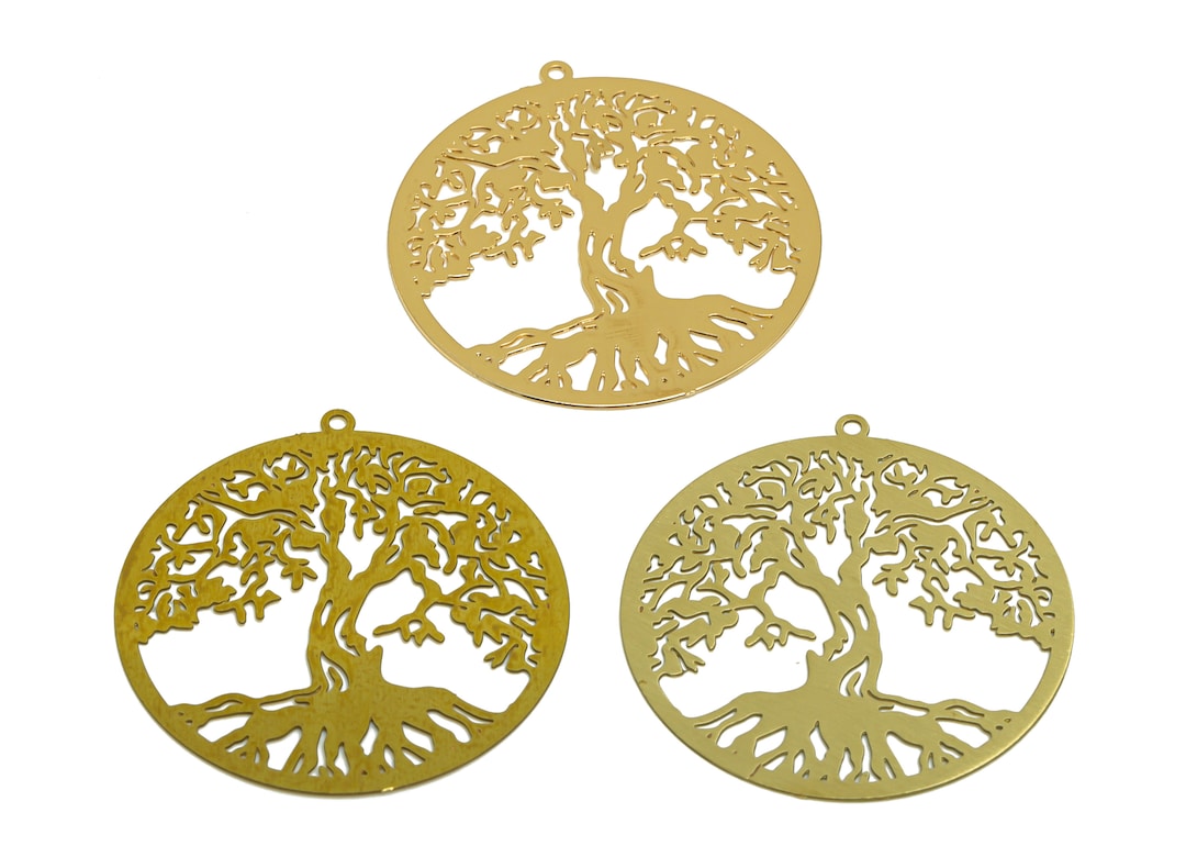 Life Tree Laser Cut Earring Charms, Abstract Botanical Charm, Raw Brass ...
