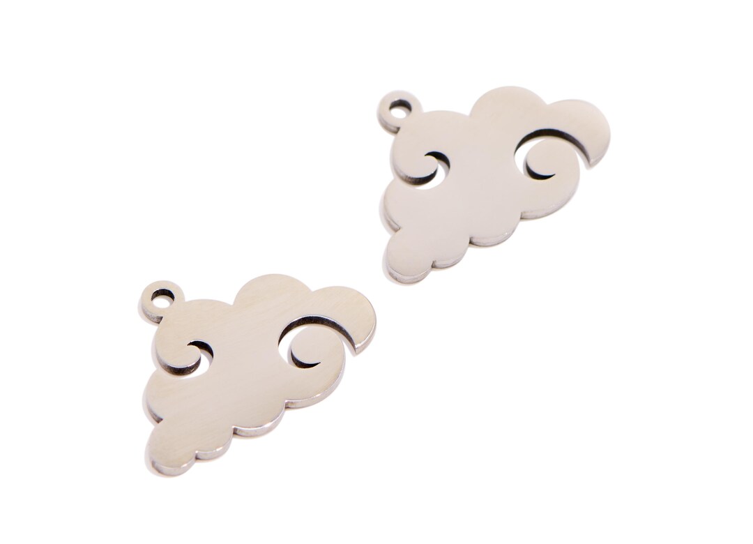 Steel Cloud Lasercut Charm, Celestial Swirl Cloud Metal Charm ...