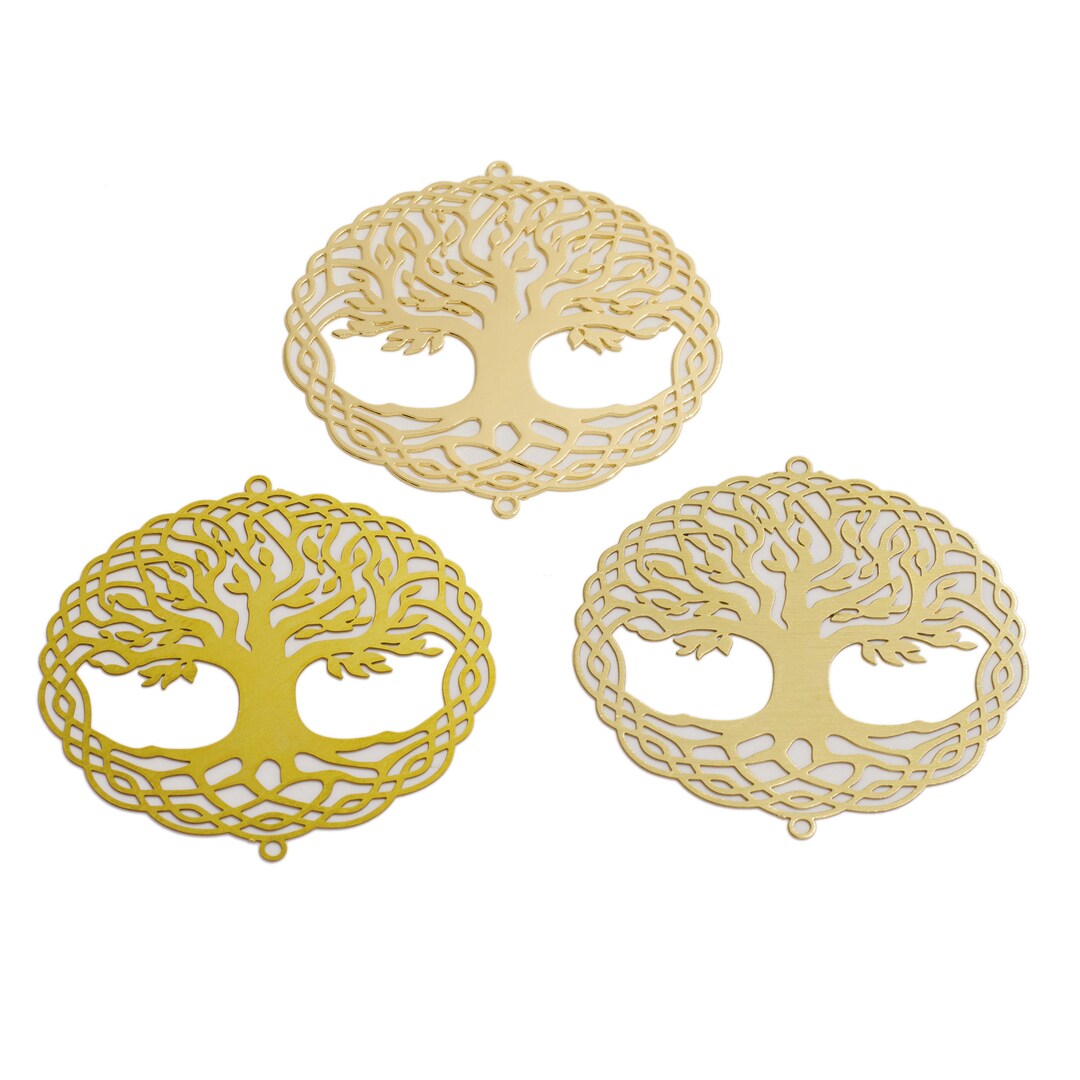 2pcs Raw Brass Life Tree Earring Connector, Fat Oval Botanical ...