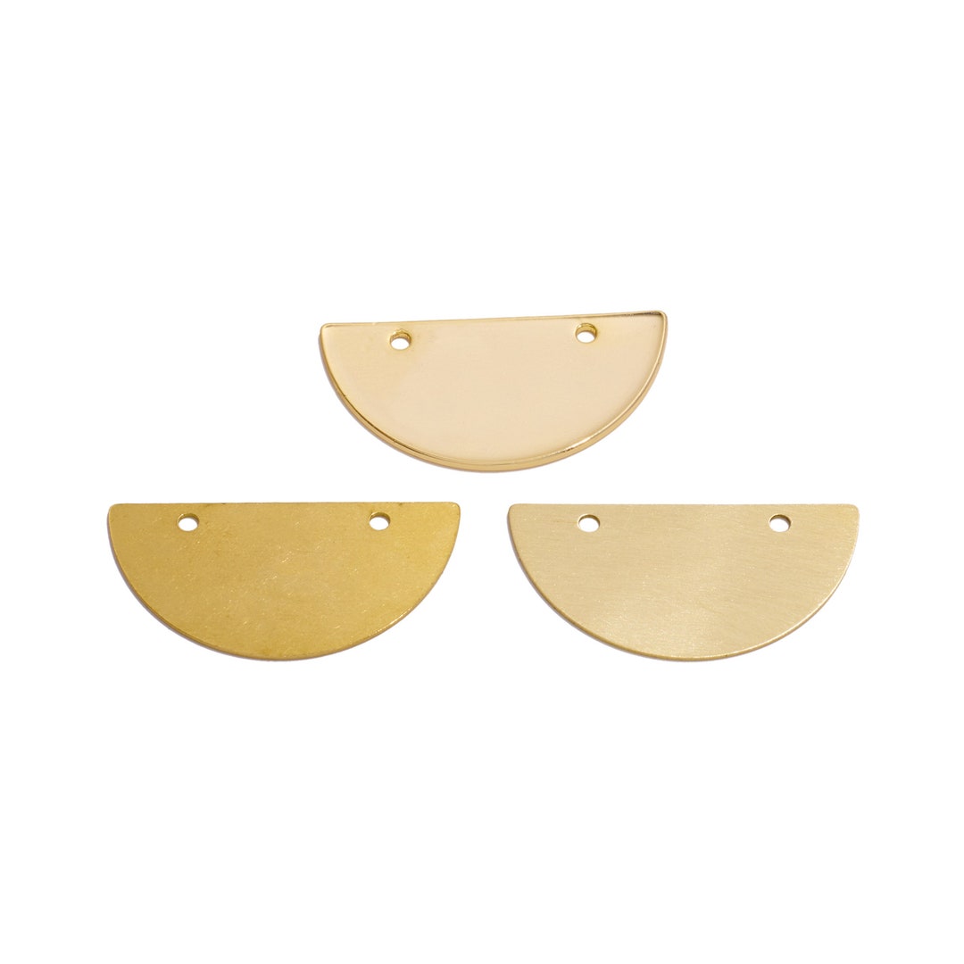 Semicircle Lasercut Connector, Raw Brass Half Round Geometric Connector ...
