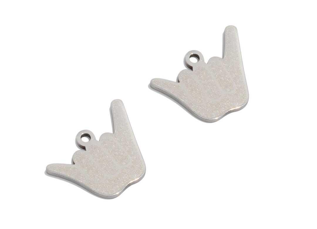 Steel Hand Sign Charms, Lasercut Hang Loose Charms, Stainless Steel ...