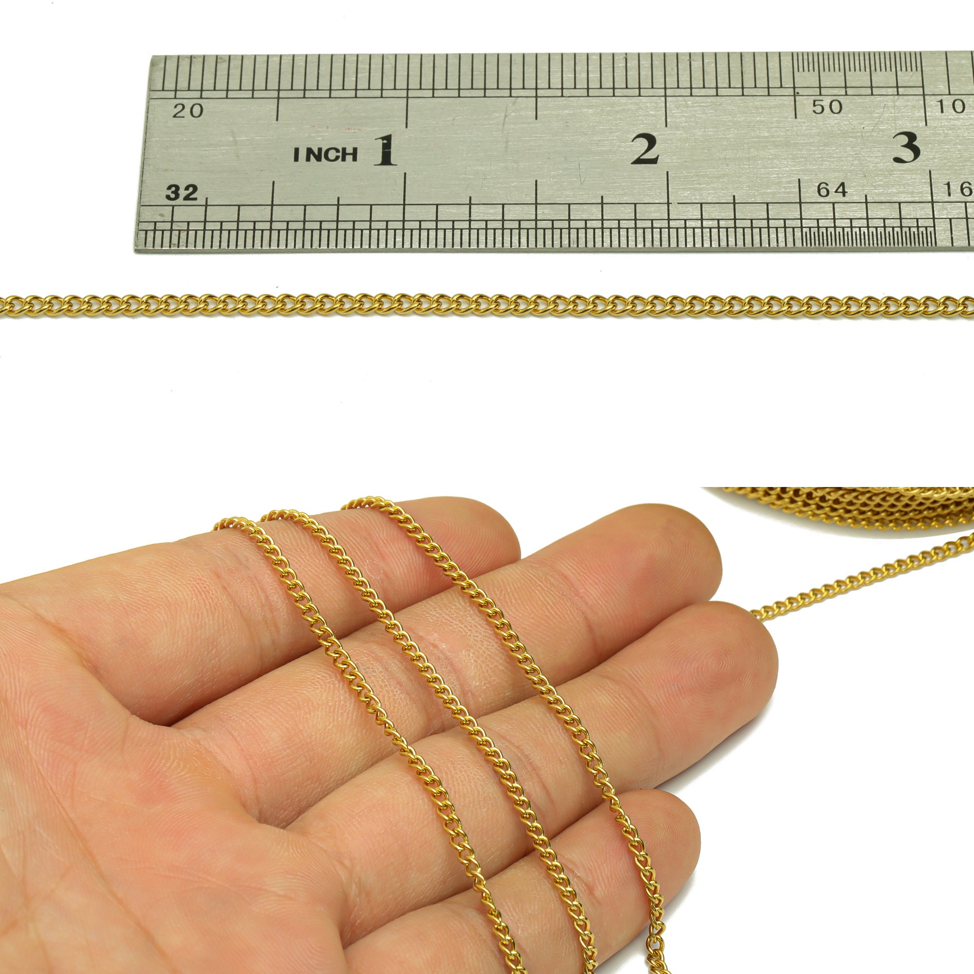 Mini Curb Chain Steel Curb Chain Steel Gold Chain 304 - Etsy