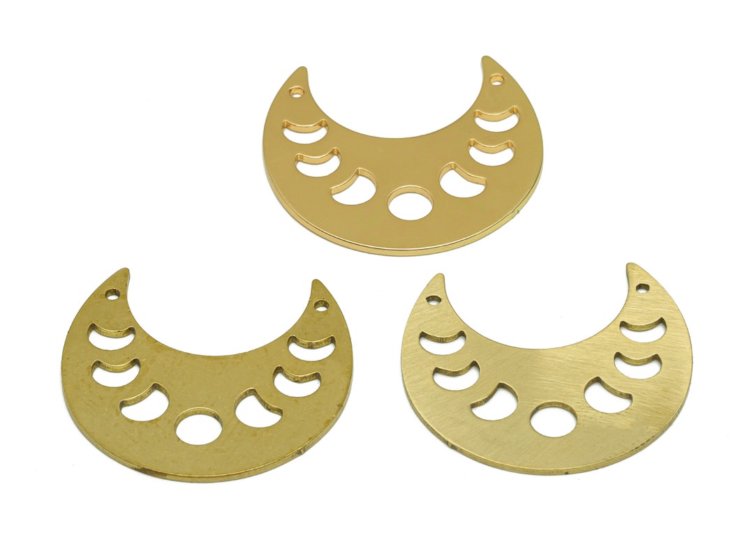 Crescent Laser Cut Connectors, Phases of the Moon Connector, Raw Brass ...