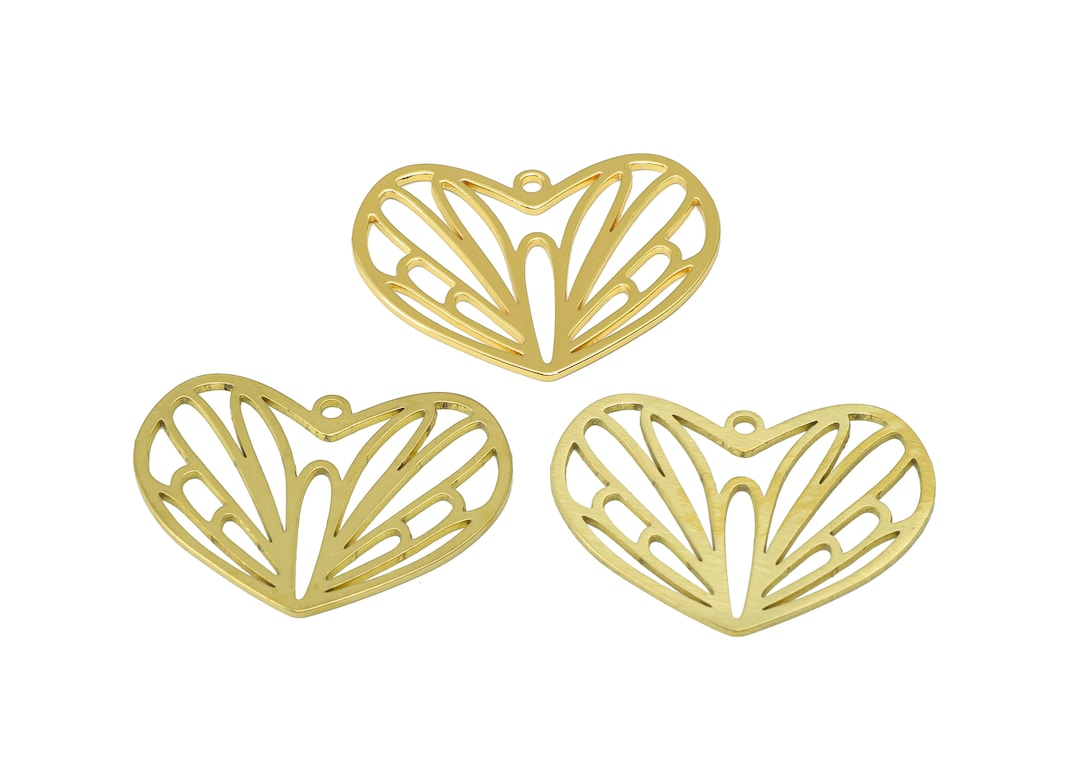 Heart Laser Cut Earring Charms, Butterfly Heart Cut Out Charms ...