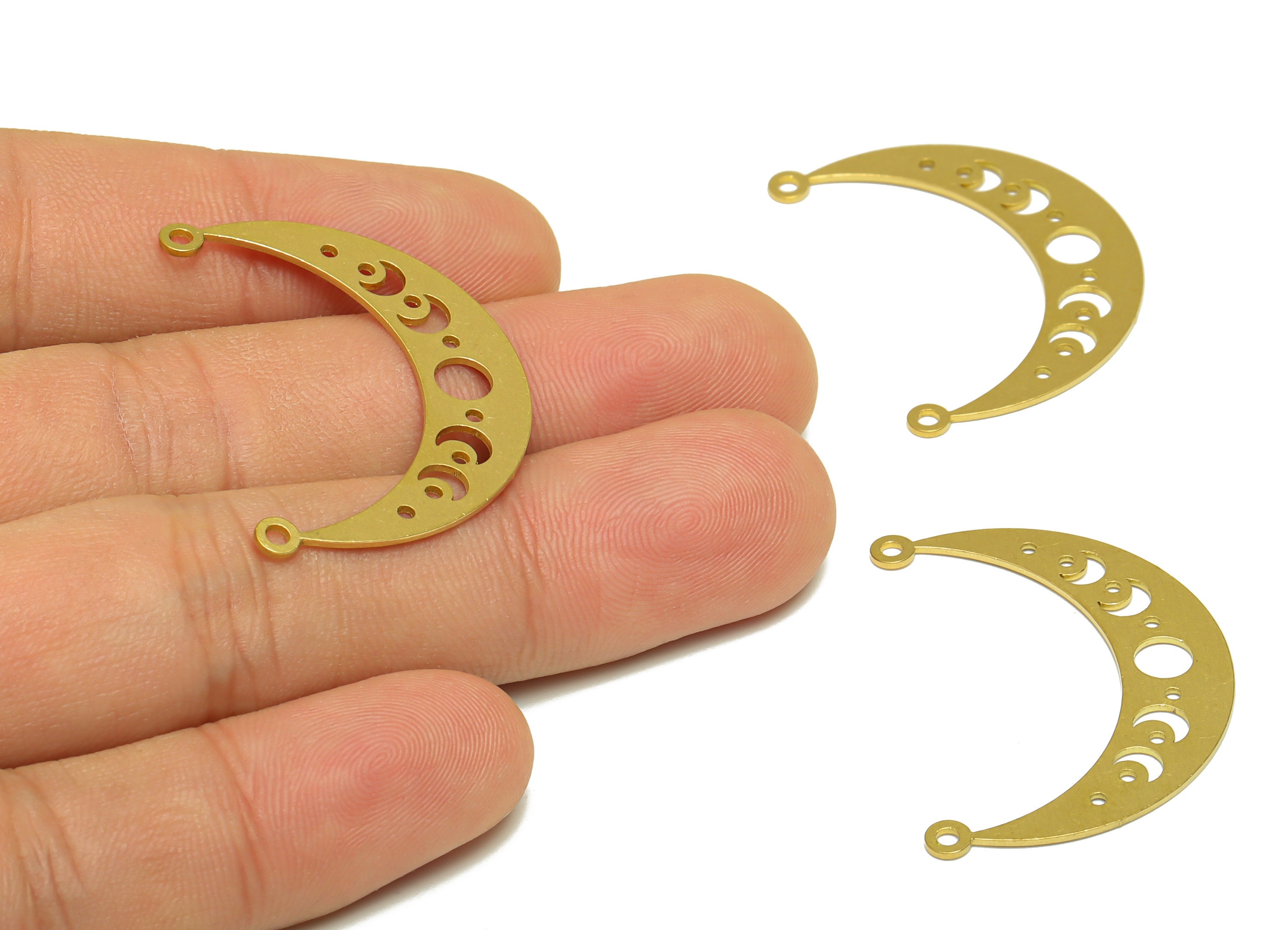 Crescent Laser Cut Connectors, Phases of the Moon Connector, Raw Brass ...