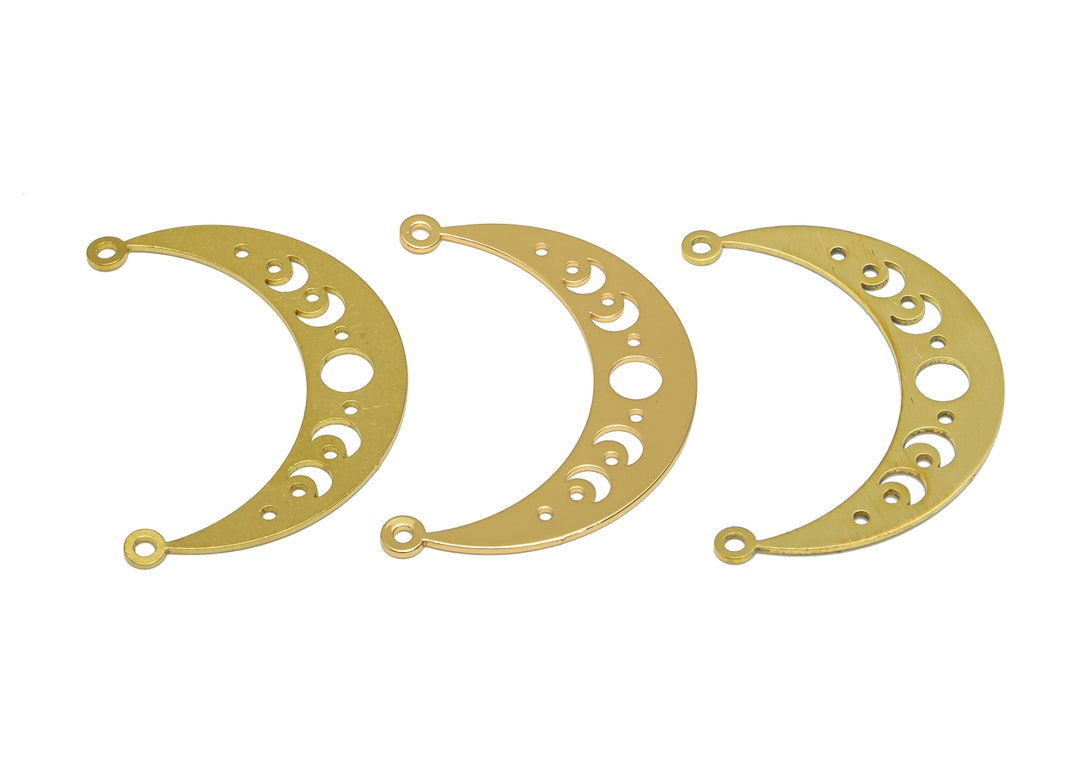 Crescent Laser Cut Connectors, Phases of the Moon Connector, Raw Brass ...