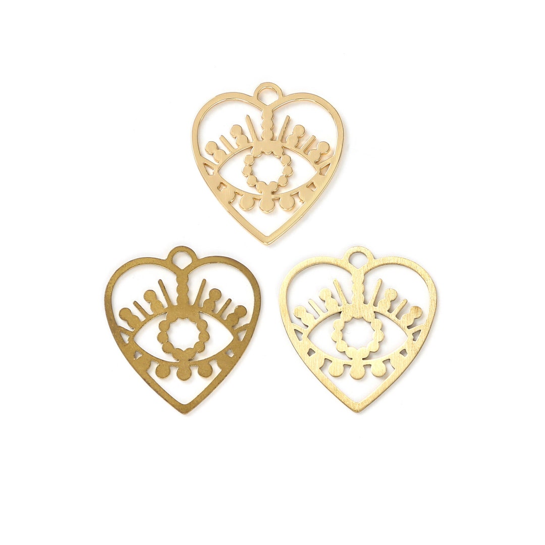 Heart Eye Laser Cut Charm, Hollow Ball Eyelash Earring, Handmade ...