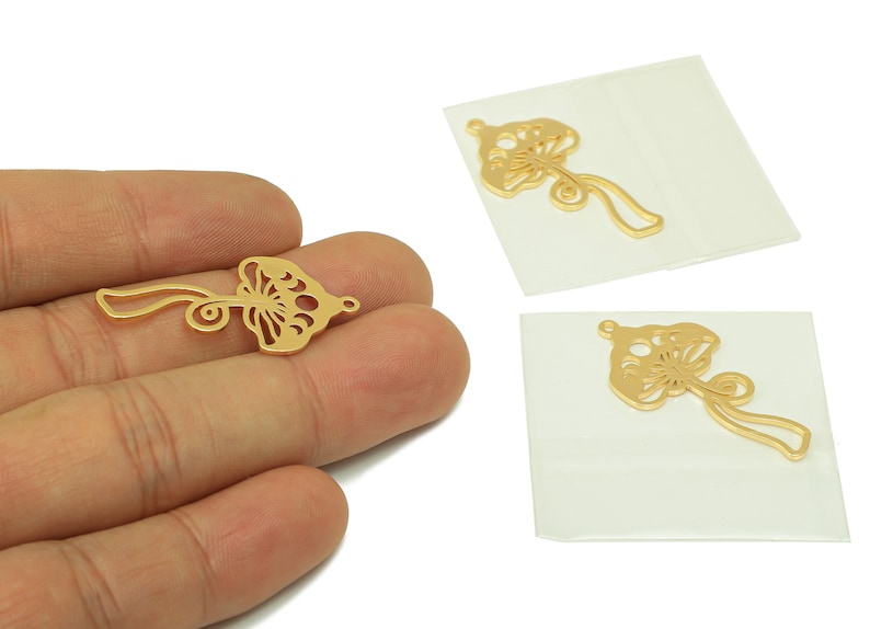 Mushroom Lasercut Earring, Abstract Phases of the Moon Charm, Handmade ...