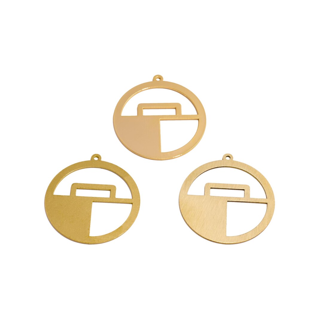 Geometric Laser Cut Charms, Cutout Geometric Pattern Round Earring, Raw ...