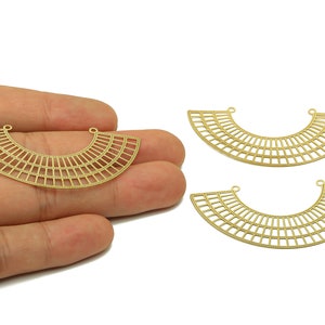 Fan Laser Cut Connector, Raw Brass Semicircle Necklace Connector, Arch ...