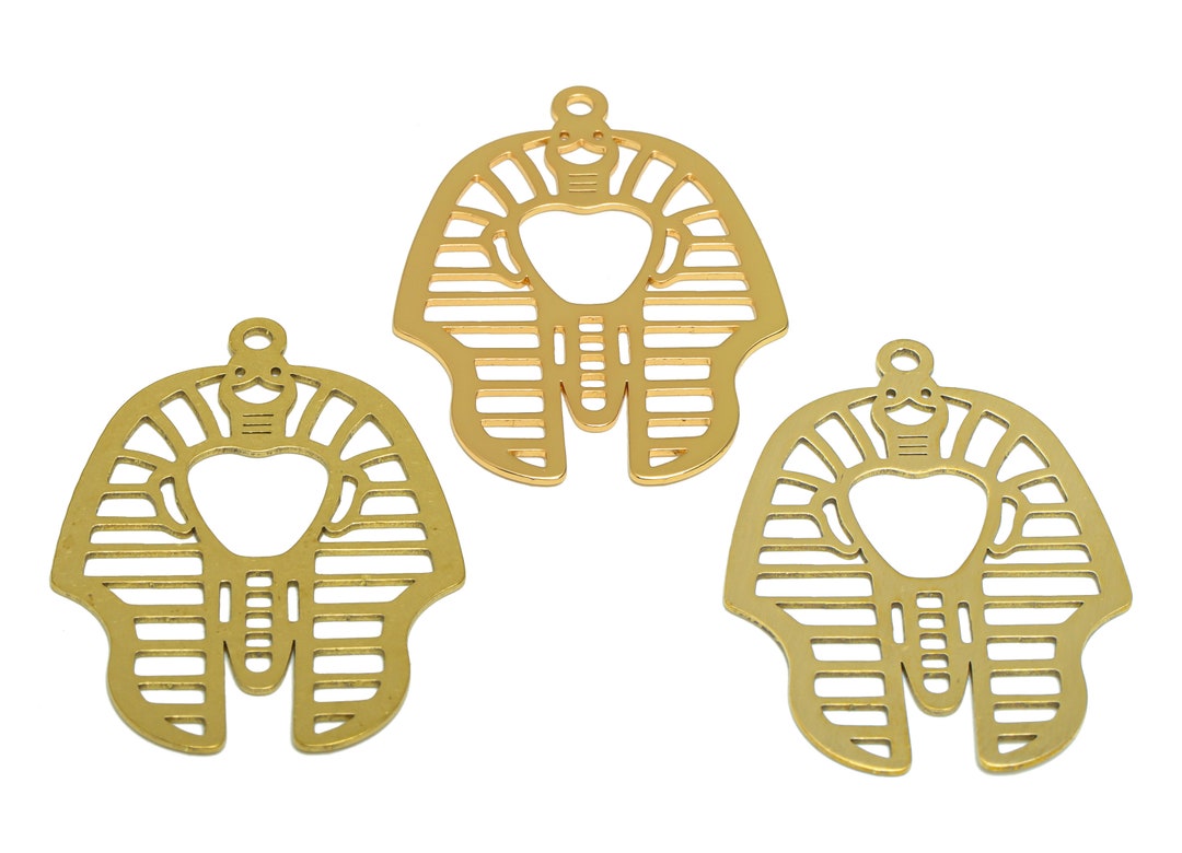Egyptian Pharaoh Earring Charm, Gold Wire Pharaoh Head Lasercut Pendant ...