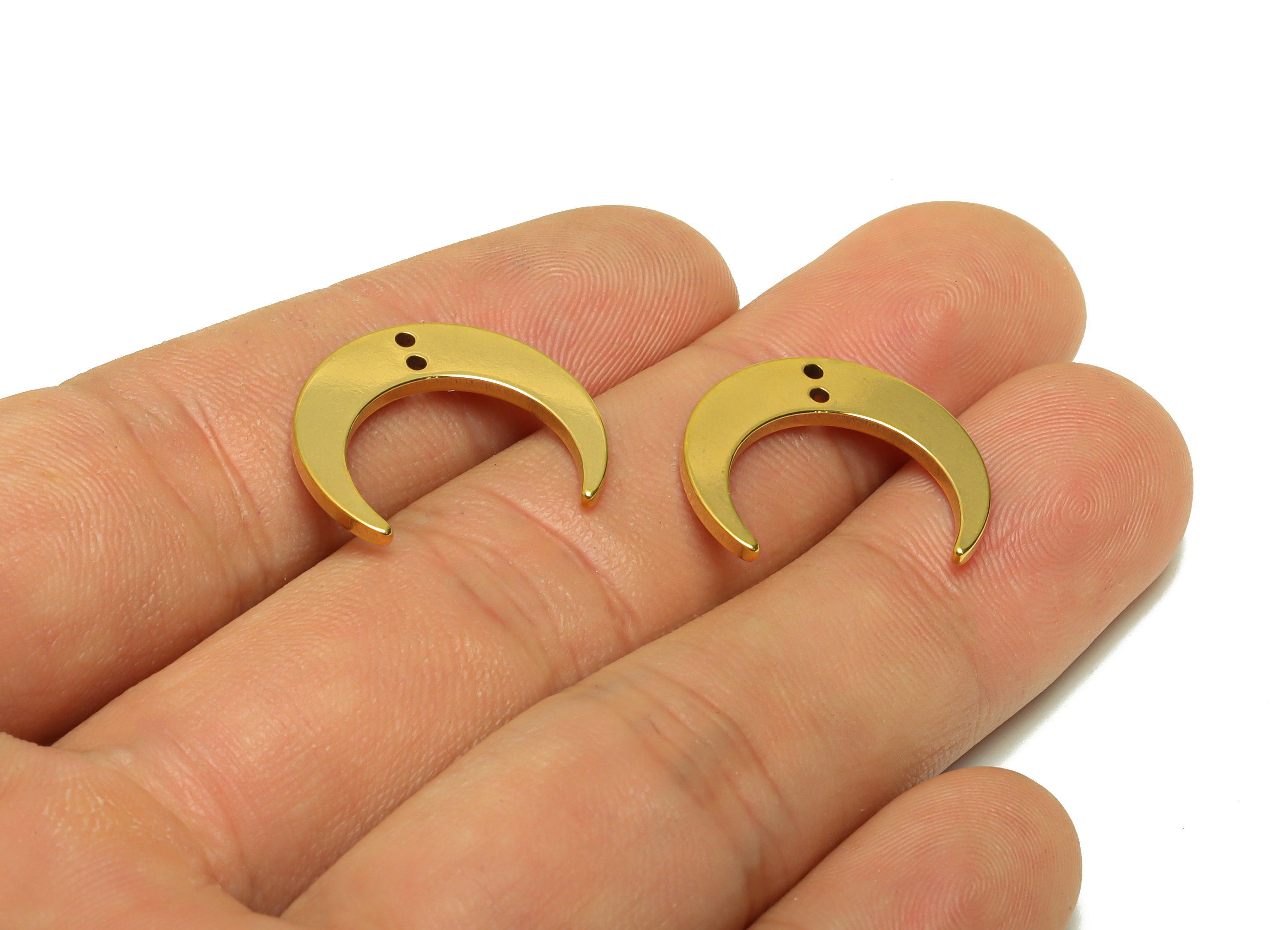 Crescent Laser Cut Connector, 2 Holes Moon, 201 Stainless Steel ...