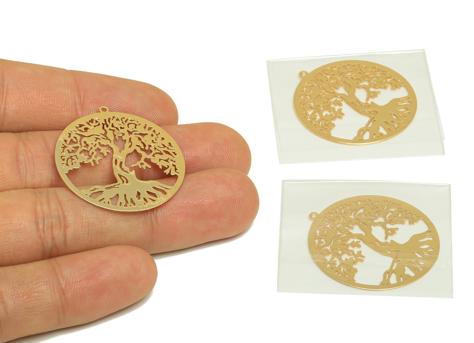 Life Tree Laser Cut Earring Charms, Abstract Botanical Charm, Raw Brass ...