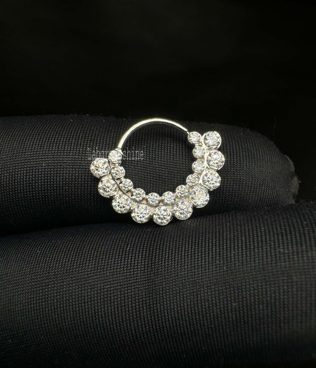 14K Gold Lab Grown Diamond Septum Ring: Invisible Setting - Etsy