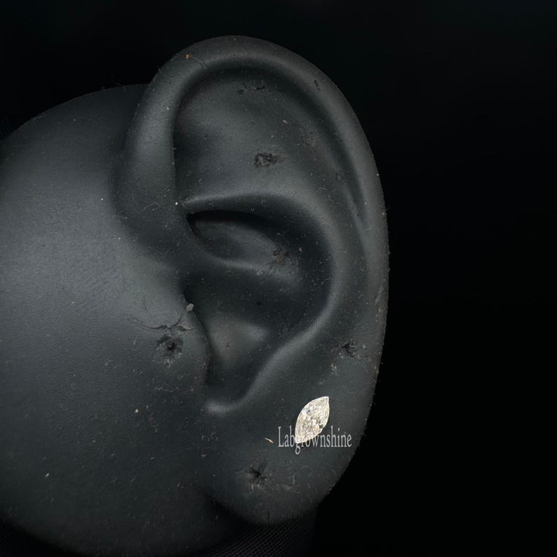 14K Gold Lab Grown Diamond Marquise Stud Earring: Helix Conch Piercing ...