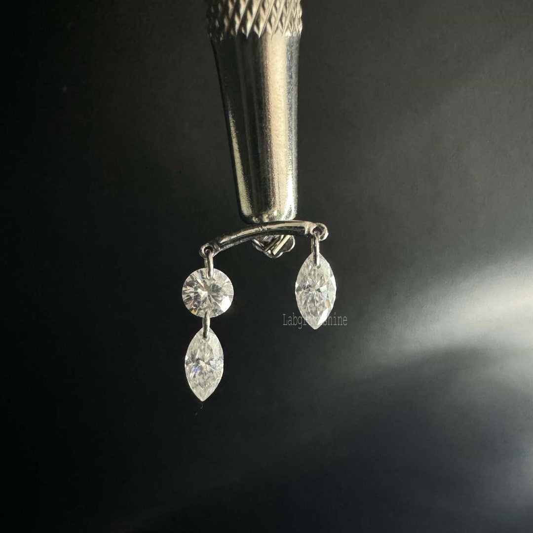 Margaret Floating Marquise and Round Diamond Drape Lab Grown Diamond ...