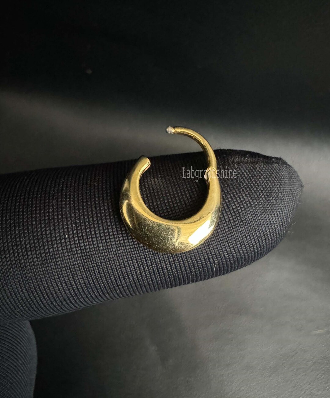 14K Gold Septum Clicker Ring Crescent Moon Septum Earring Plain Gold ...