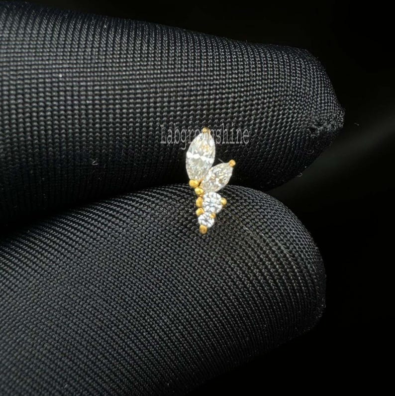 Lab Grown Diamond Daith Piercing Marquise Cluster Stud Earring Marquise ...