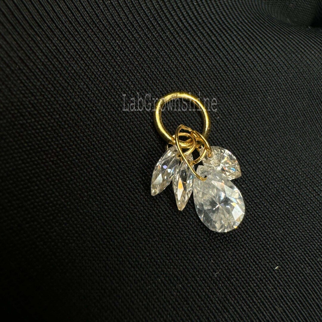 Floating Pear Diamond Plume Charm CVD Diamond Earring Charm Drop Add on ...