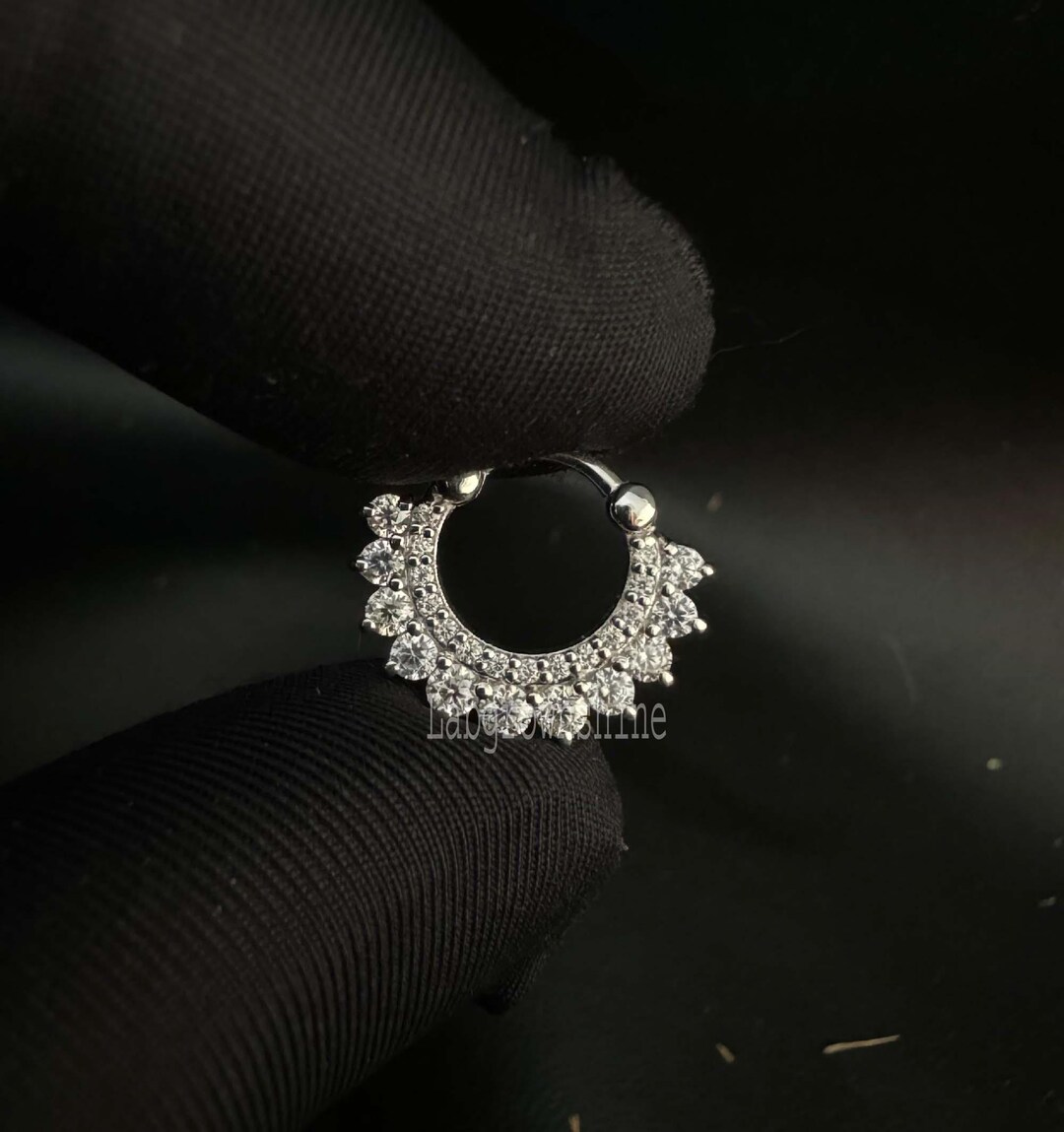 Ready to Ship Diamond Apsara Hoop Earring Round CVD Diamond Clicker 16g ...