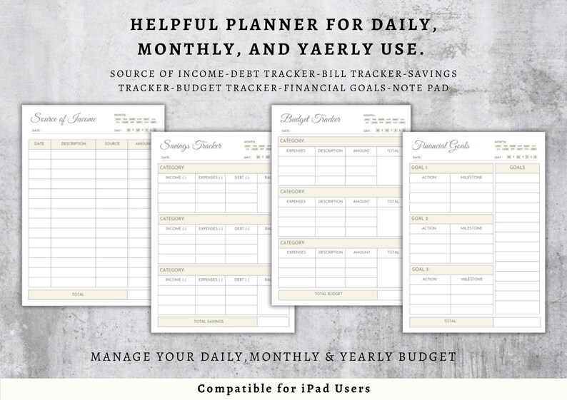 Printable Digital Budget Planner Set | Undated Budget Planner ...