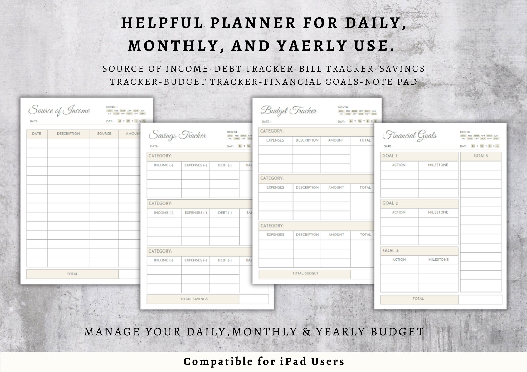 Printable Digital Budget Planner Set | Undated Budget Planner ...
