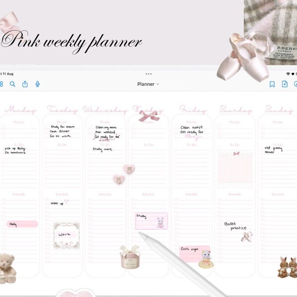 Coquette Daily Planner Digital Download - Etsy