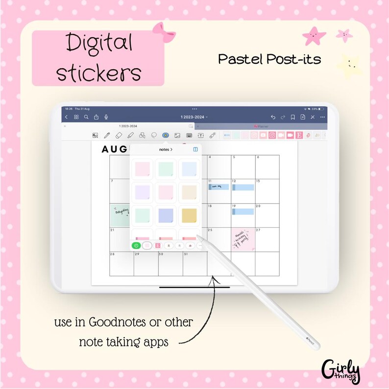 Sticky Notes Digital Stickers - Simple Pastel Post-its - Etsy