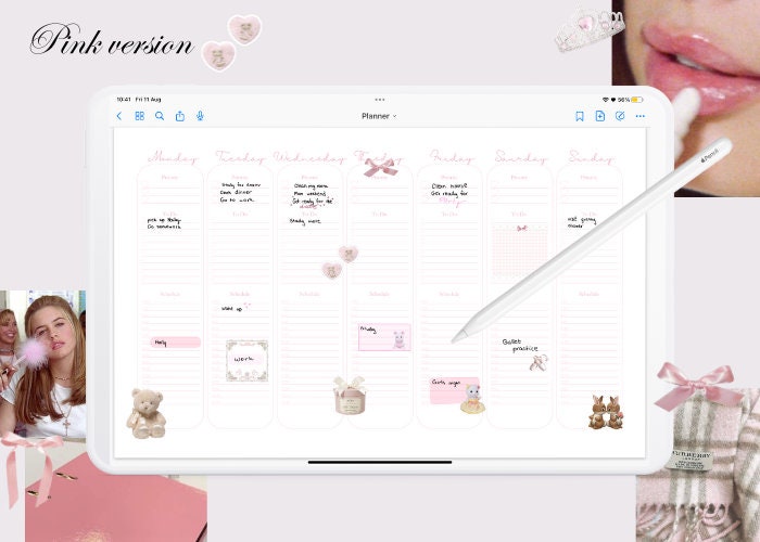 Coquette Weekly Planner 3 Pink - Etsy