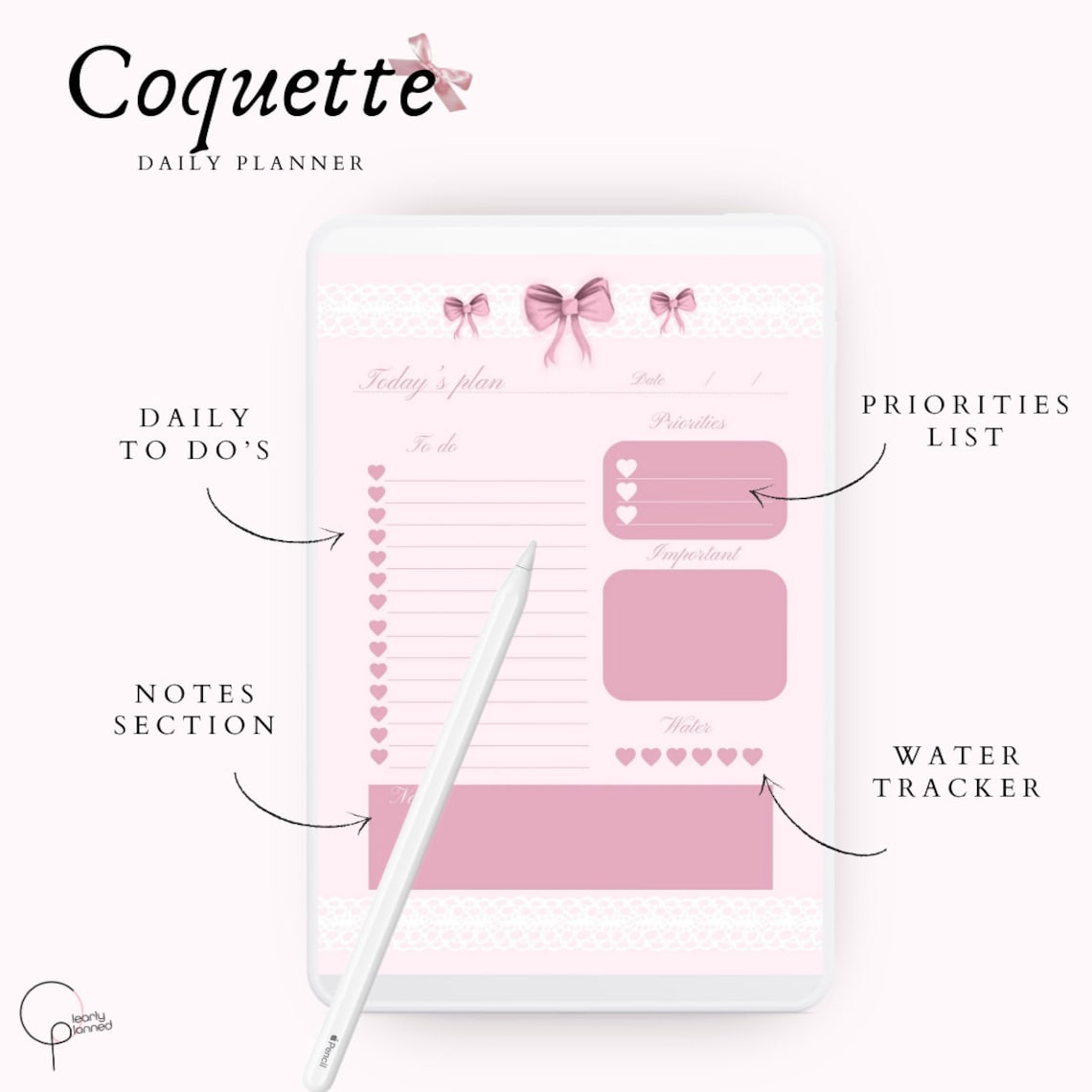 Coquette Daily Planner Digital Download - Etsy