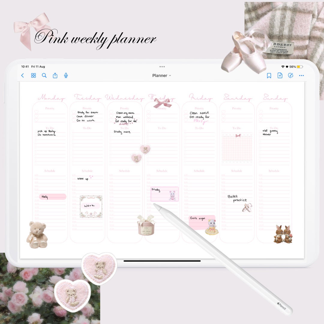 Coquette Weekly Planner 3 Pink - Etsy