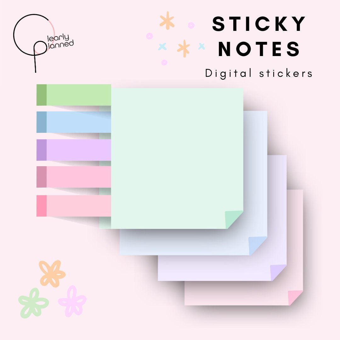 Sticky Notes Digital Stickers - Simple Collection - Etsy